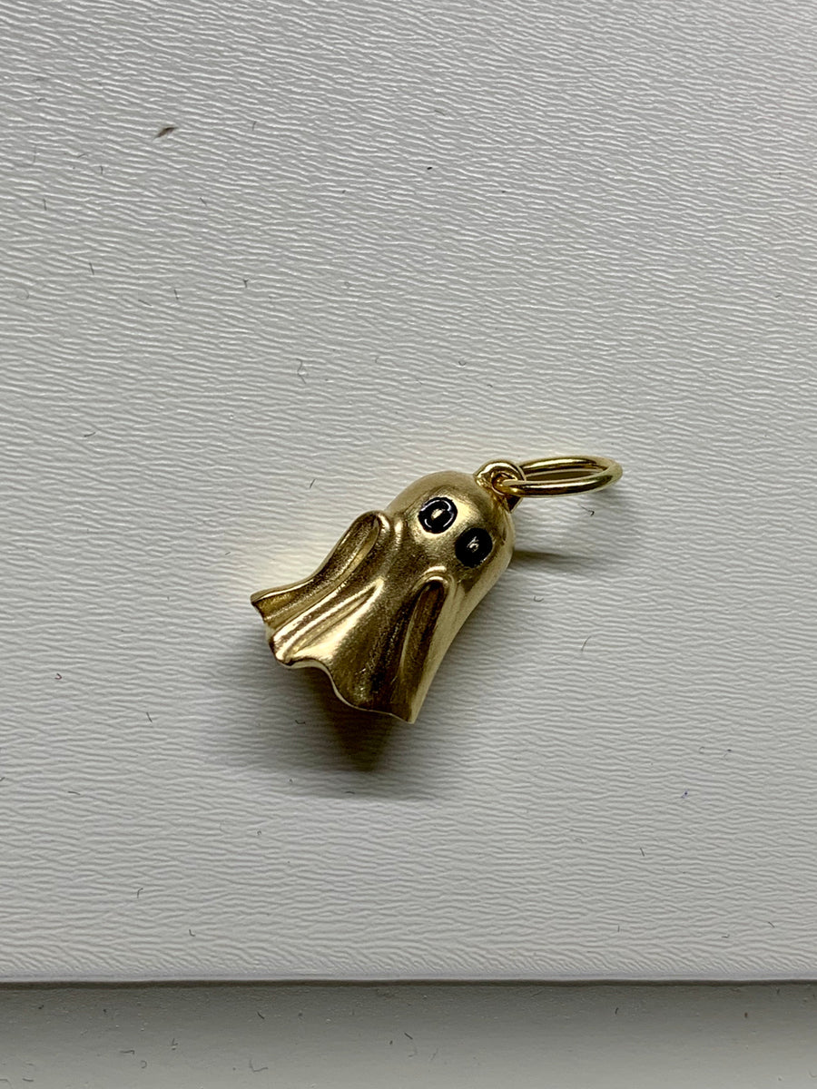Small baby 14k yellow gold handsy little floaty ghost charm with hands ...